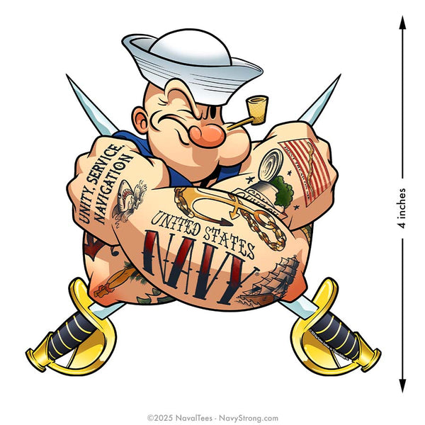 "Tattooed Popeye" | 4 inch Vinyl Decal – NavyStrong