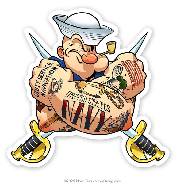"Tattooed Popeye" | 4 inch Vinyl Decal – NavyStrong