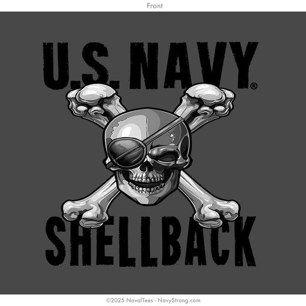 "Shellback Skull & Crossbones" Tee | Charcoal – NavyStrong