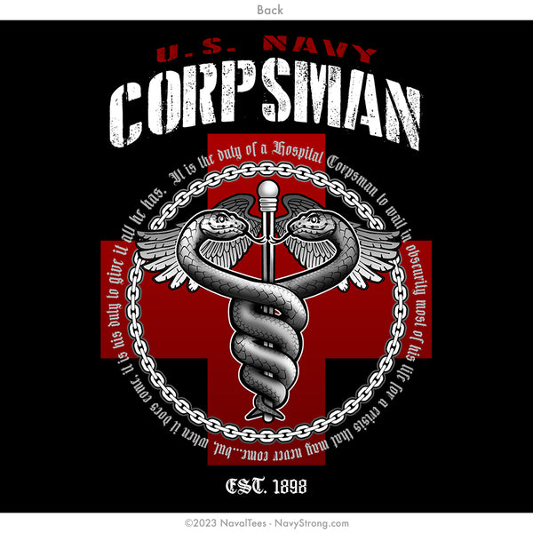 "Corpsman Caduceus" Tee | Black – NavyStrong