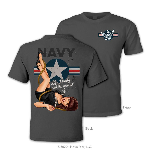"Avaition Pinup" Tee - Charcoal – NavyStrong